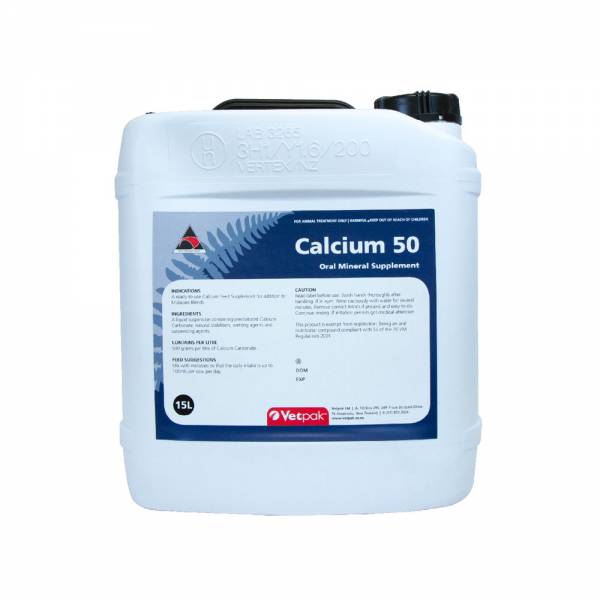 Calcium 50 - Liquid Calcium | Vet Products | Vetpak - NZ